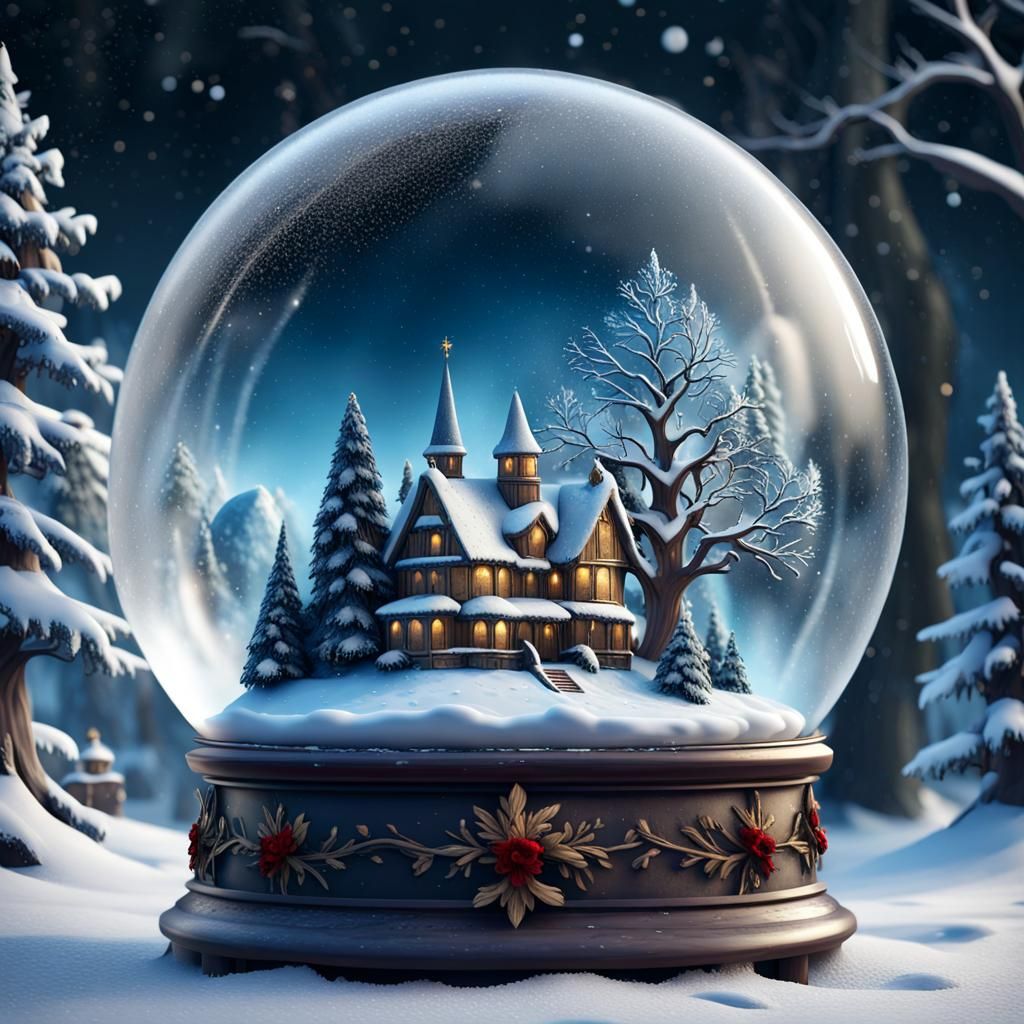 Beautiful winter Christmas snow globe - AI Generated Artwork ...