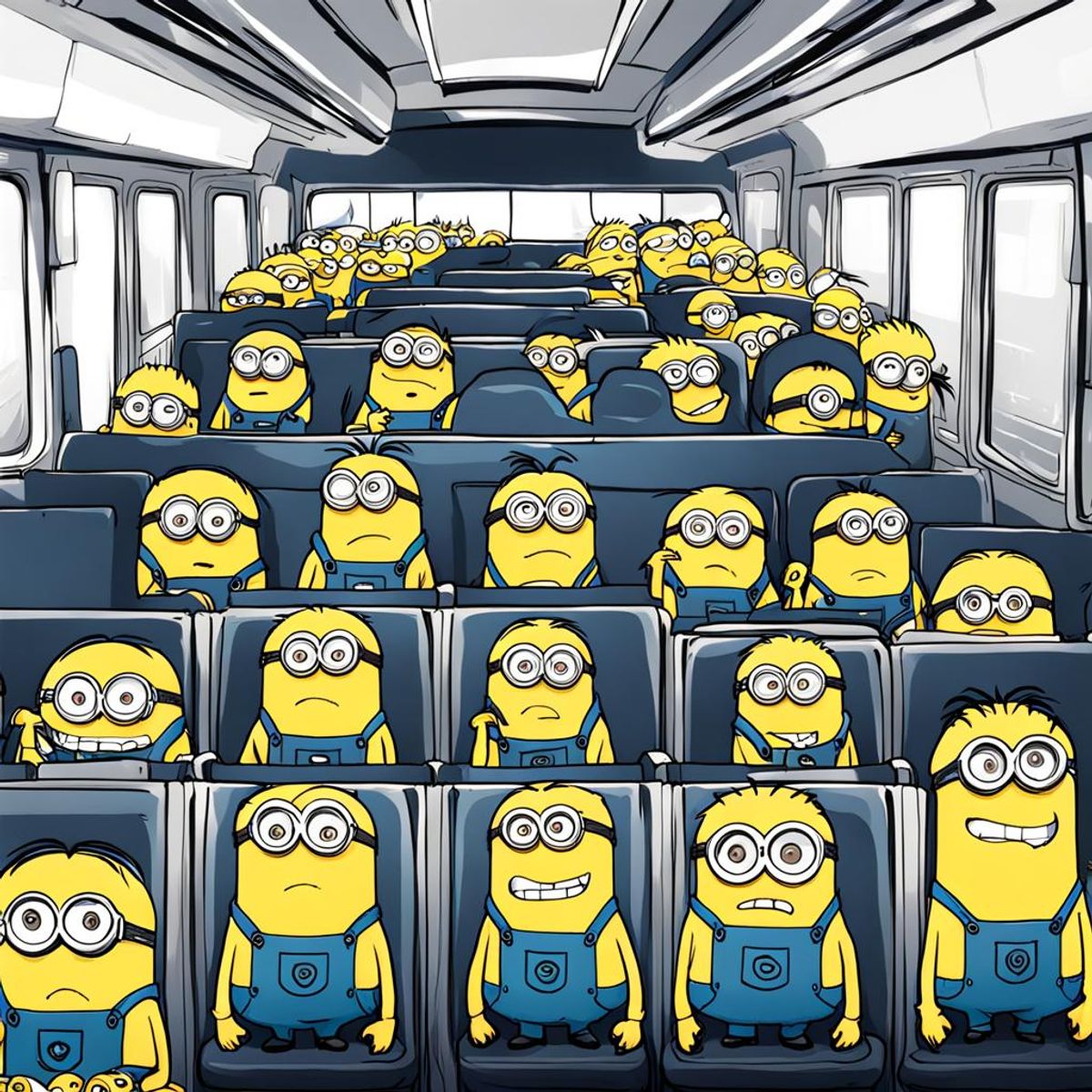 bus full of angry minions - AI Generated Artwork - NightCafe Creator