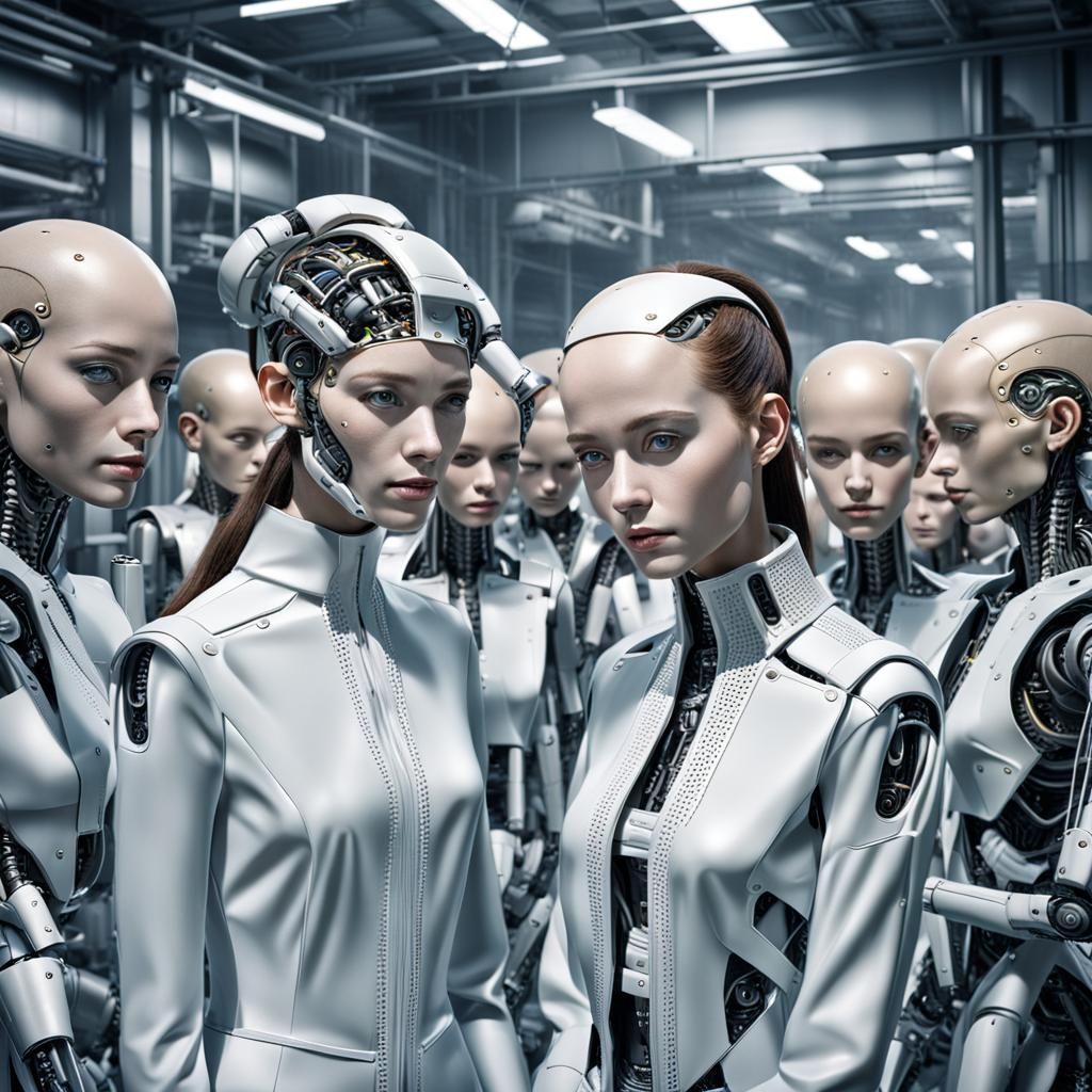 androids with human female heads - AI Generated Artwork - NightCafe Creator