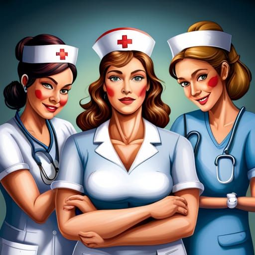 Female nurses - Plus-Size Nurses in Detailed Hospital Settin...