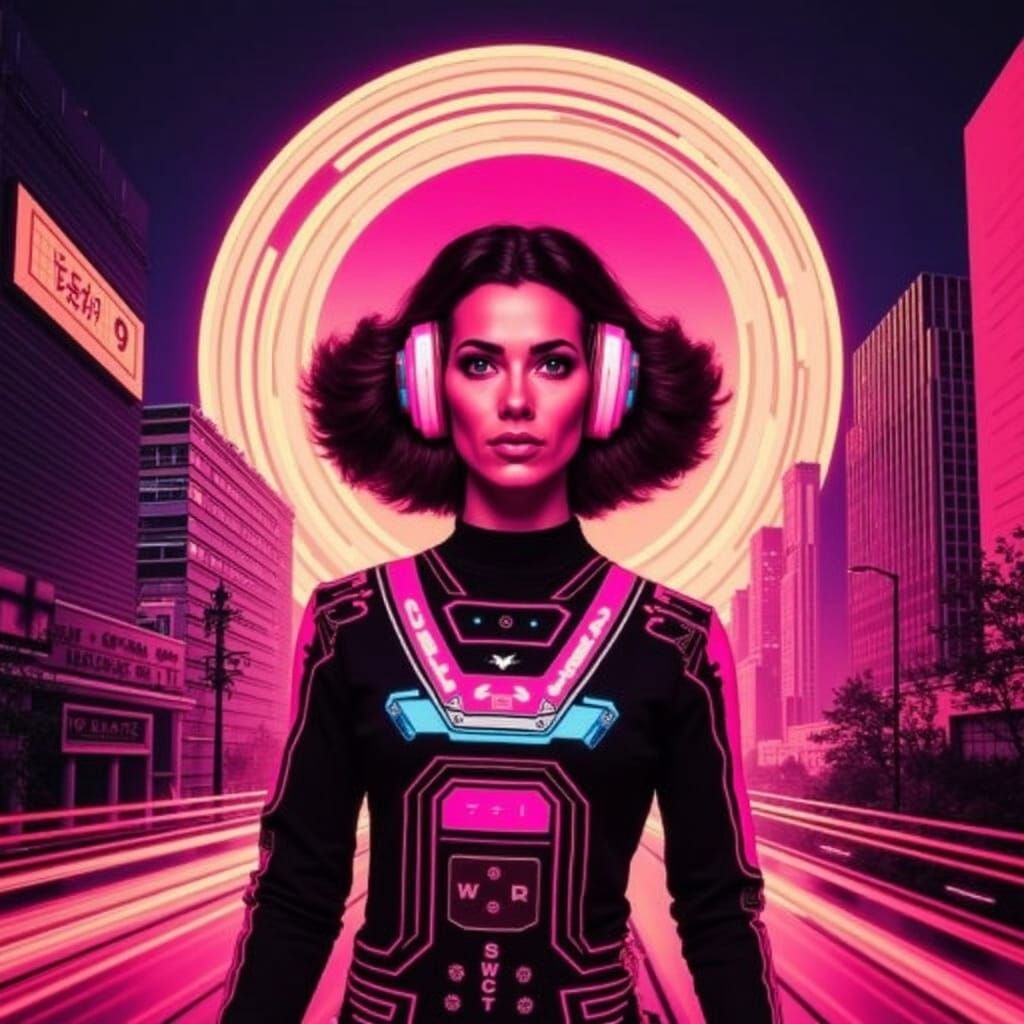 Neon VHS Glitch Art in Retro Sci-Fi Style - AI Art