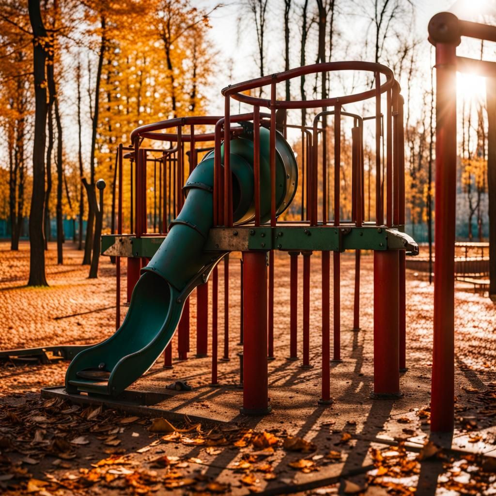 Playground in Autumn - AI Generated Artwork - NightCafe Creator