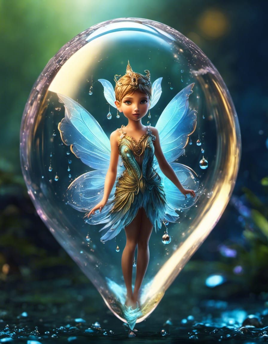 Pixie Trapped in a Water Droplet - AI Generated Artwork - NightCafe Creator