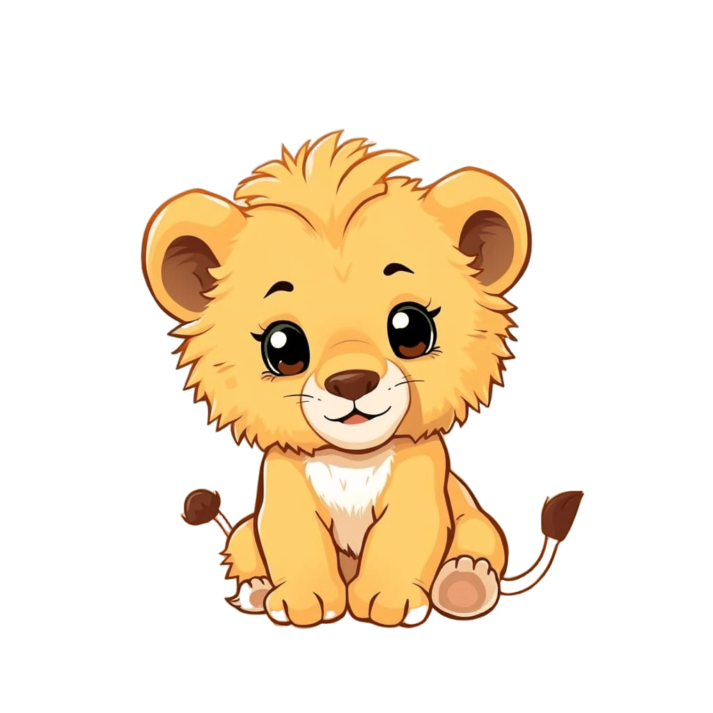 cute chibi lion cub - Chibi Lion Cub in Adorable Cartoon Sty...