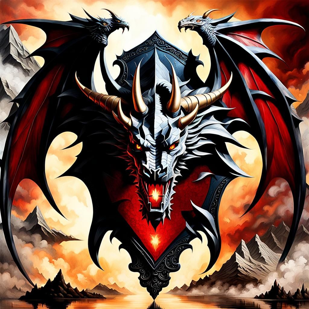 The Red Dragon Shield of the White Mountains - AI Generated Artwork - NightCafe Creator