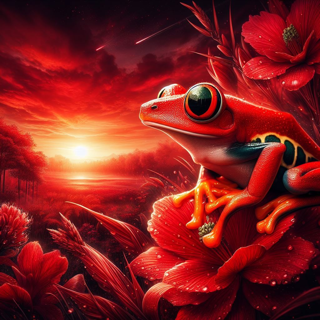 Red Frog In Sunset - AI Generated Artwork - NightCafe Creator
