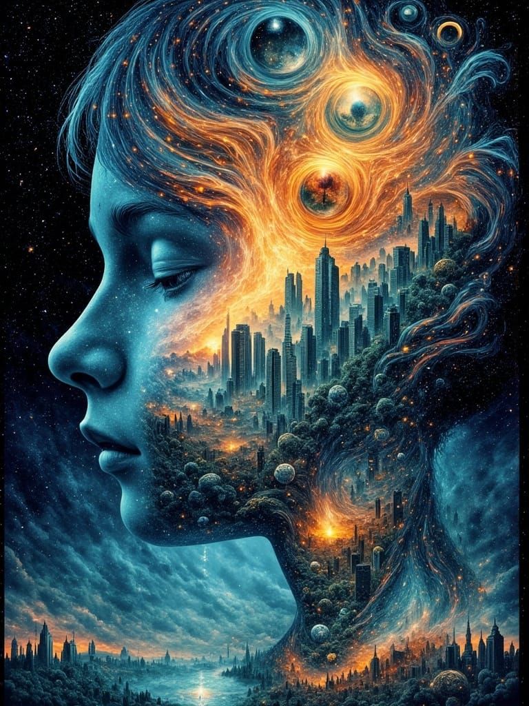 Never neverland - Ethereal Child in Starry Night, Whimsical...