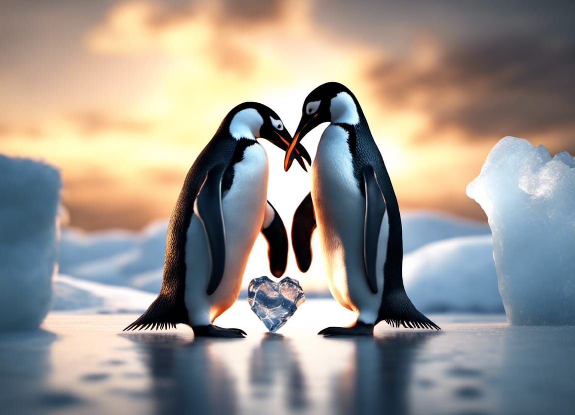 Two penguins in love - AI Generated Artwork - NightCafe Creator