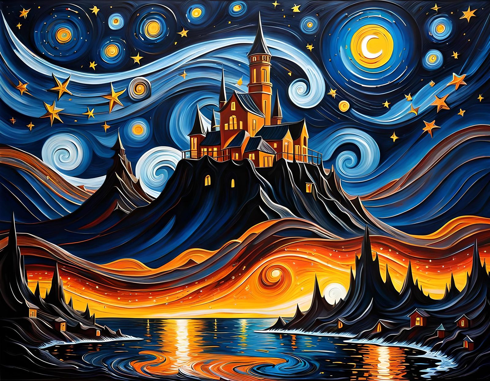 Ghosts Starry Night abstract expressionism - AI Generated Artwork ...