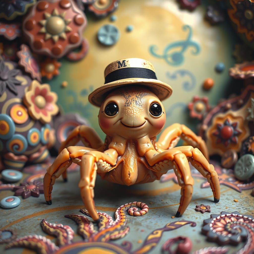 Whimsical Octo-Spider Hybrid Wears Fedoras in Drea... - AI Art