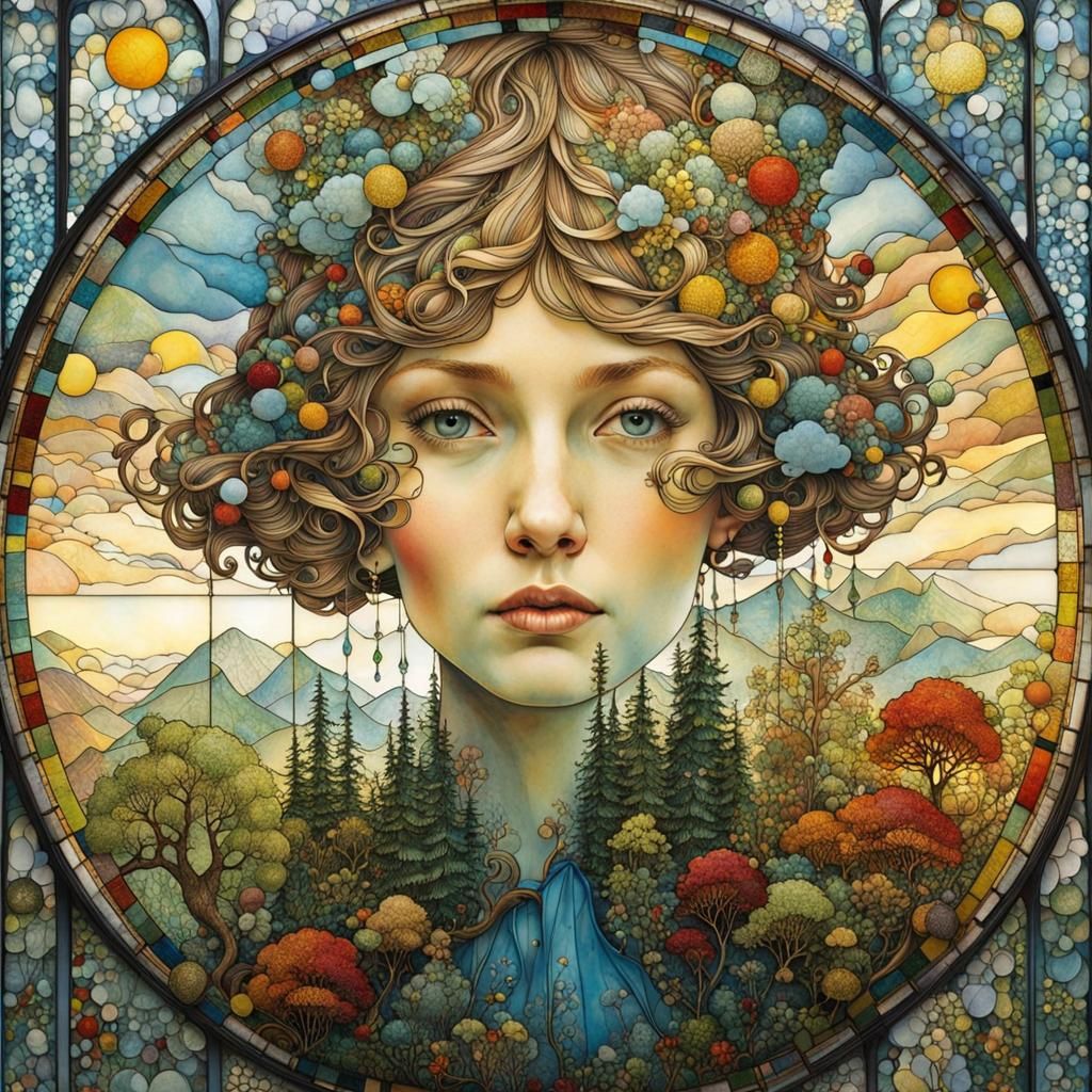 3D volumetric lighting resin cast hyper realistic stained glass Masterpiece By Mattias Adolfsson ...