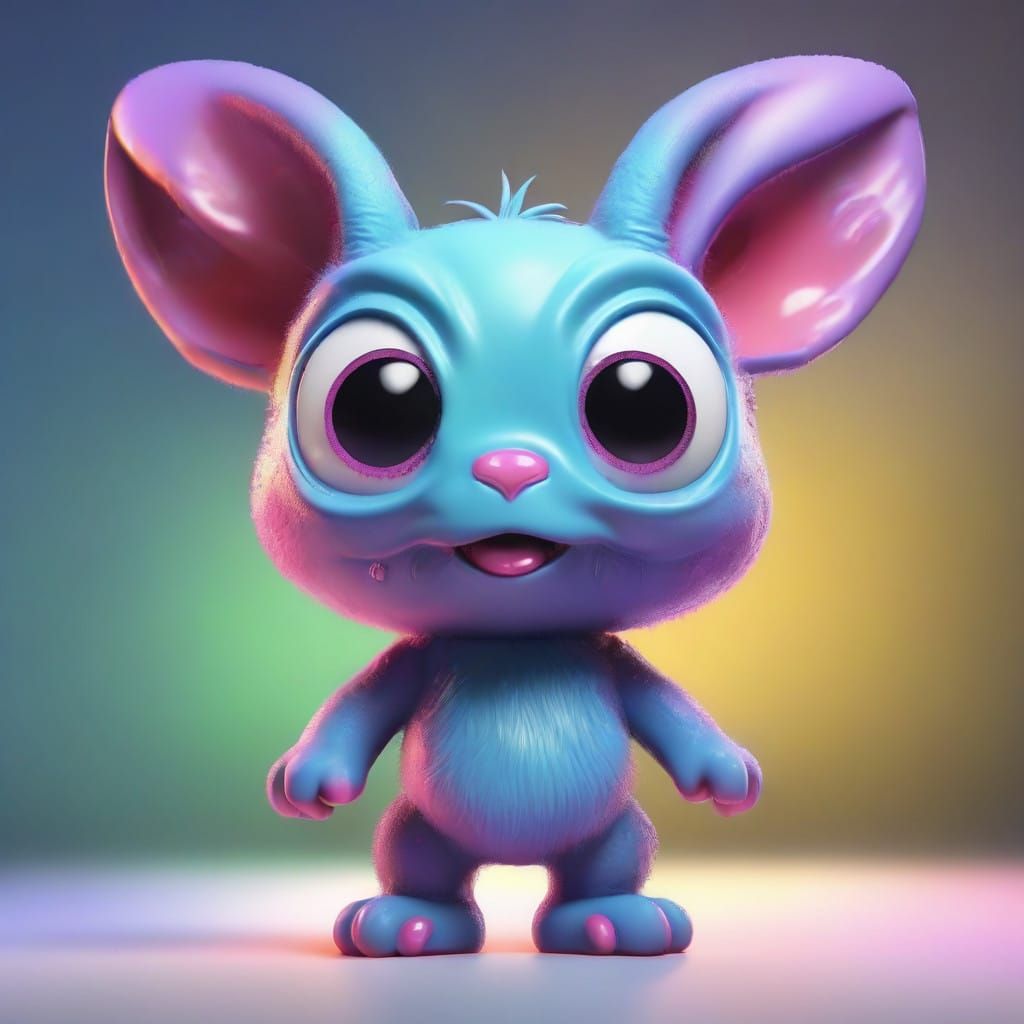 adorable monster with big ears and googly eyes