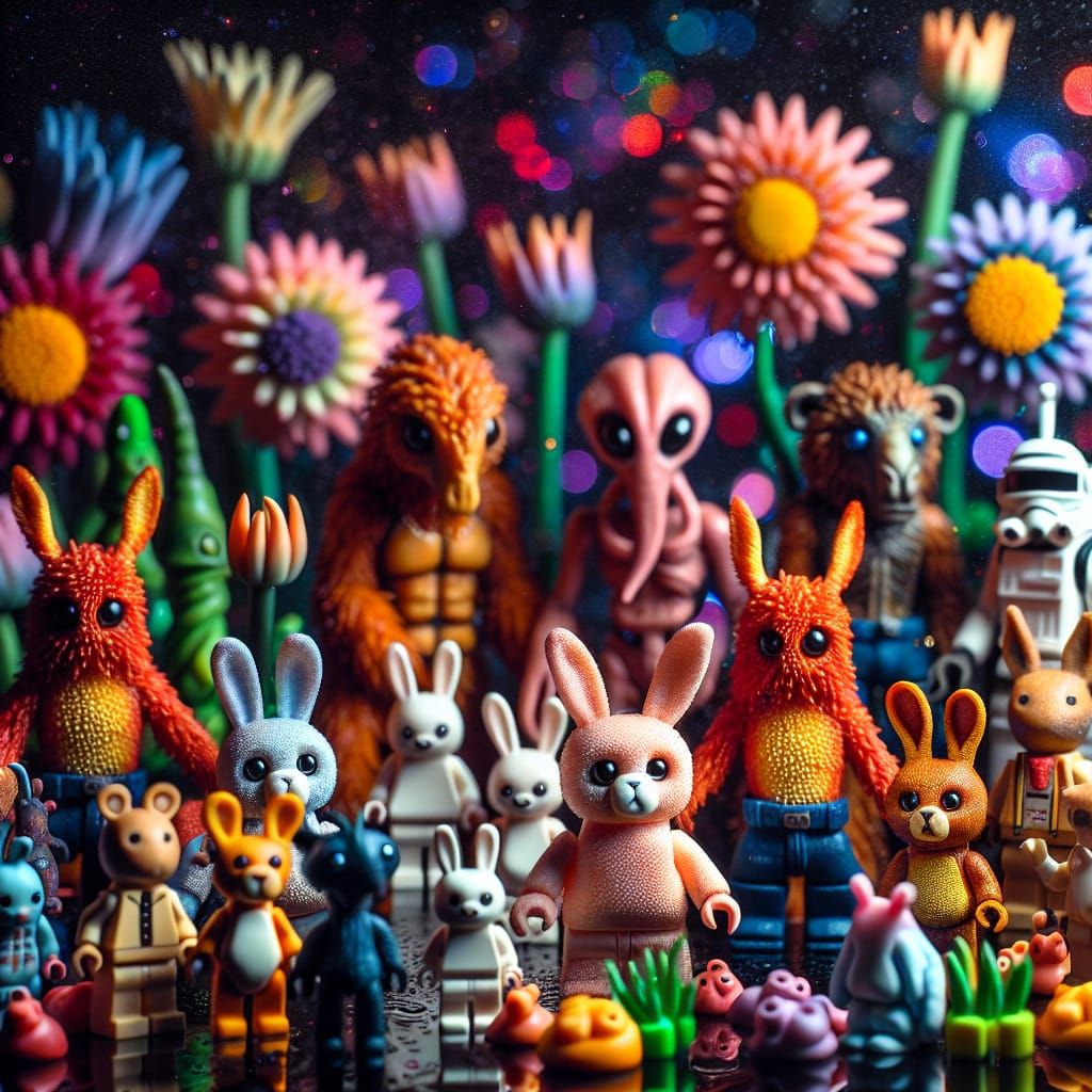 Bunnymen Teddyhorse in Polymer Clay Lego Gradient - AI Generated ...