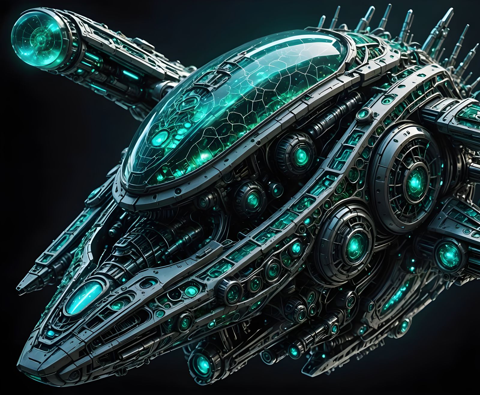 Bioluminescent Spaceship with Organic Grieble Patt... - AI Art