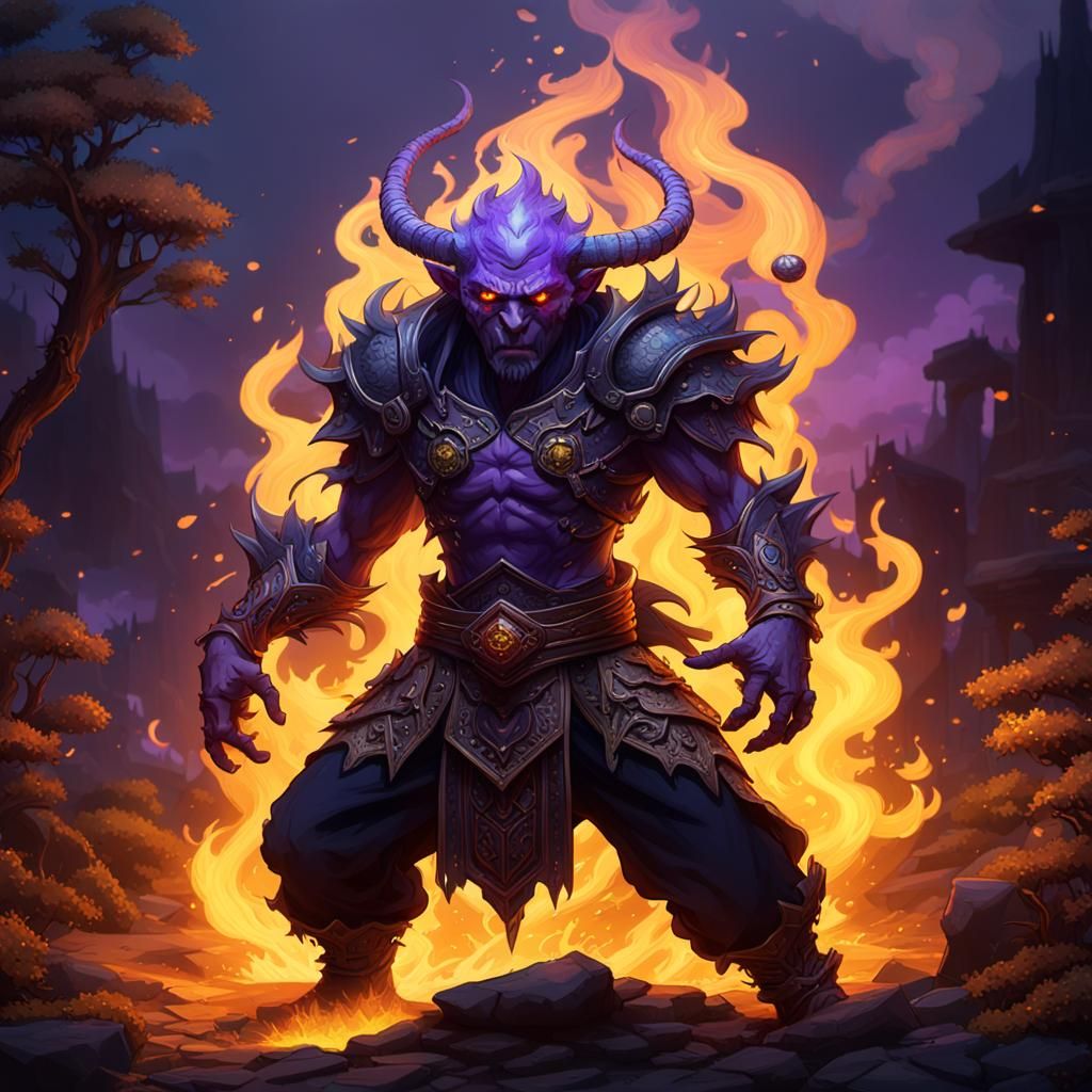 Evil sprite dancing in a wild fashraround an ope fire at dusk - AI ...