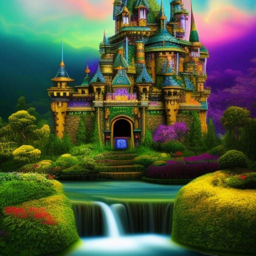 Psychedelic fantasy castle - AI Generated Artwork - NightCafe Creator