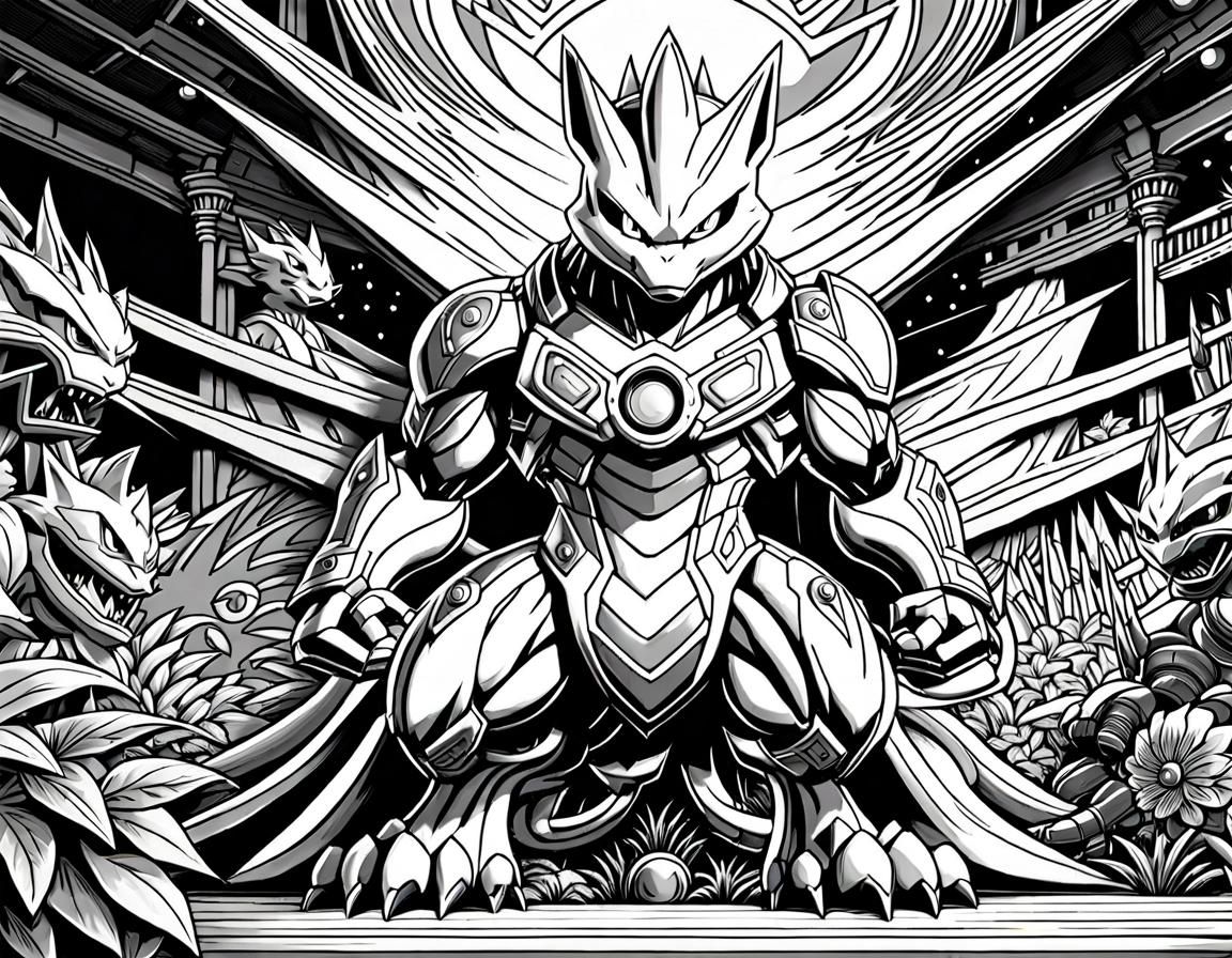 Armored MewTwo coloring page - AI Generated Artwork - NightCafe Creator
