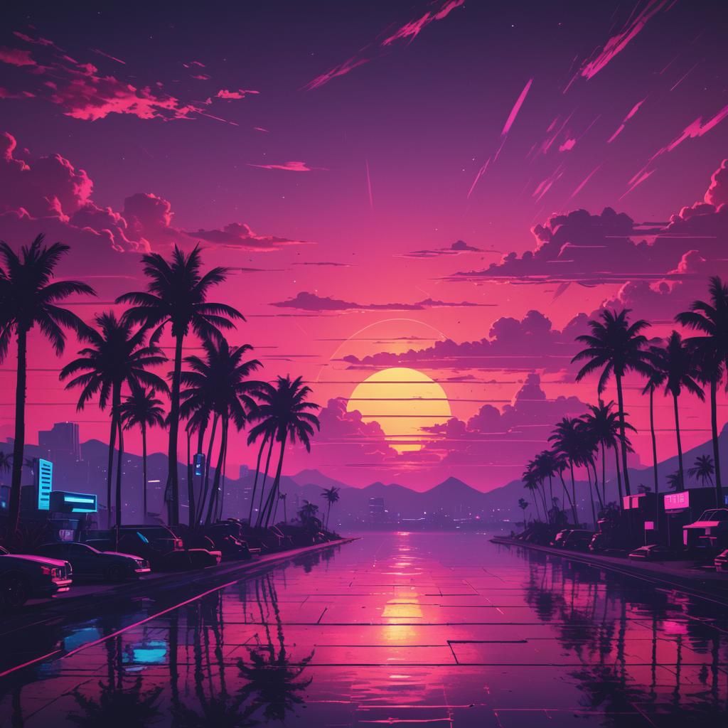 Synthwave Sunset - AI Generated Artwork - NightCafe Creator