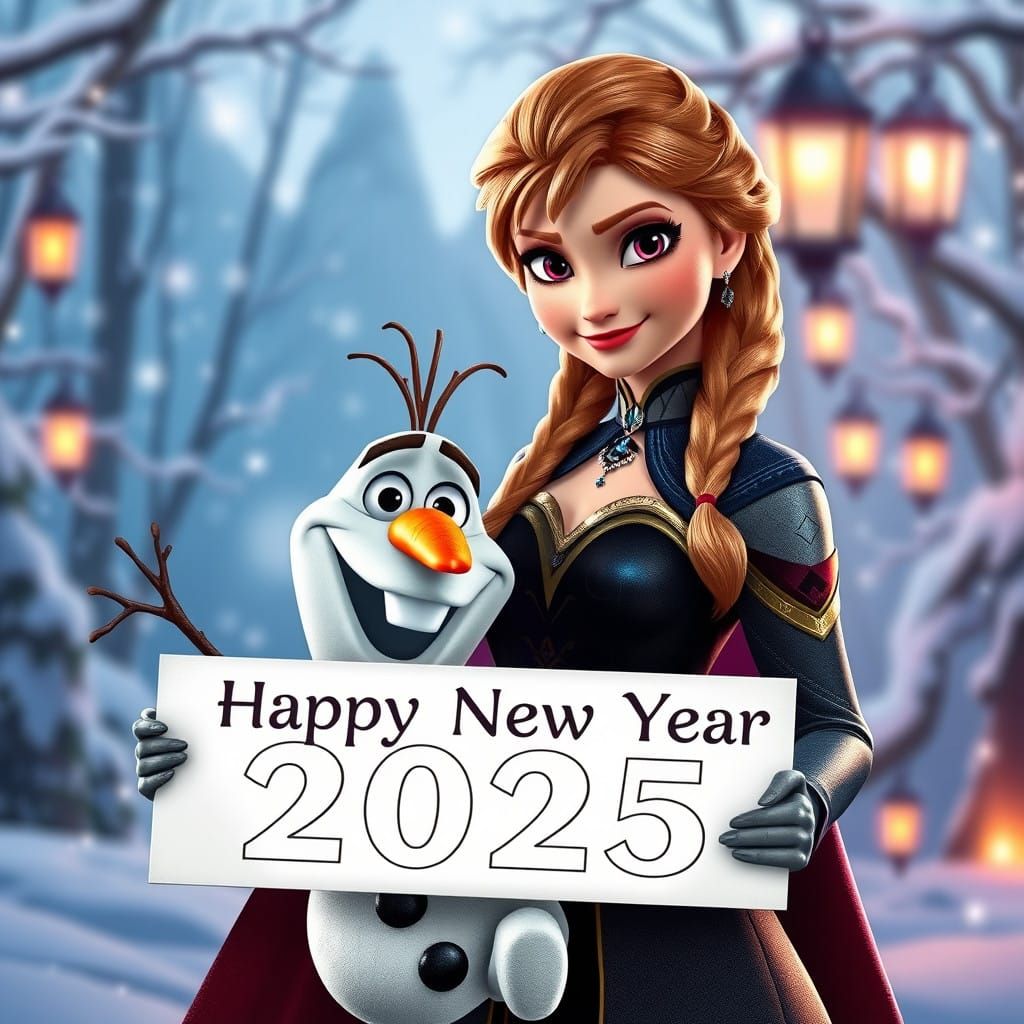 Create a highly realistic and seductive photo of Princess Anna and Olaf ...