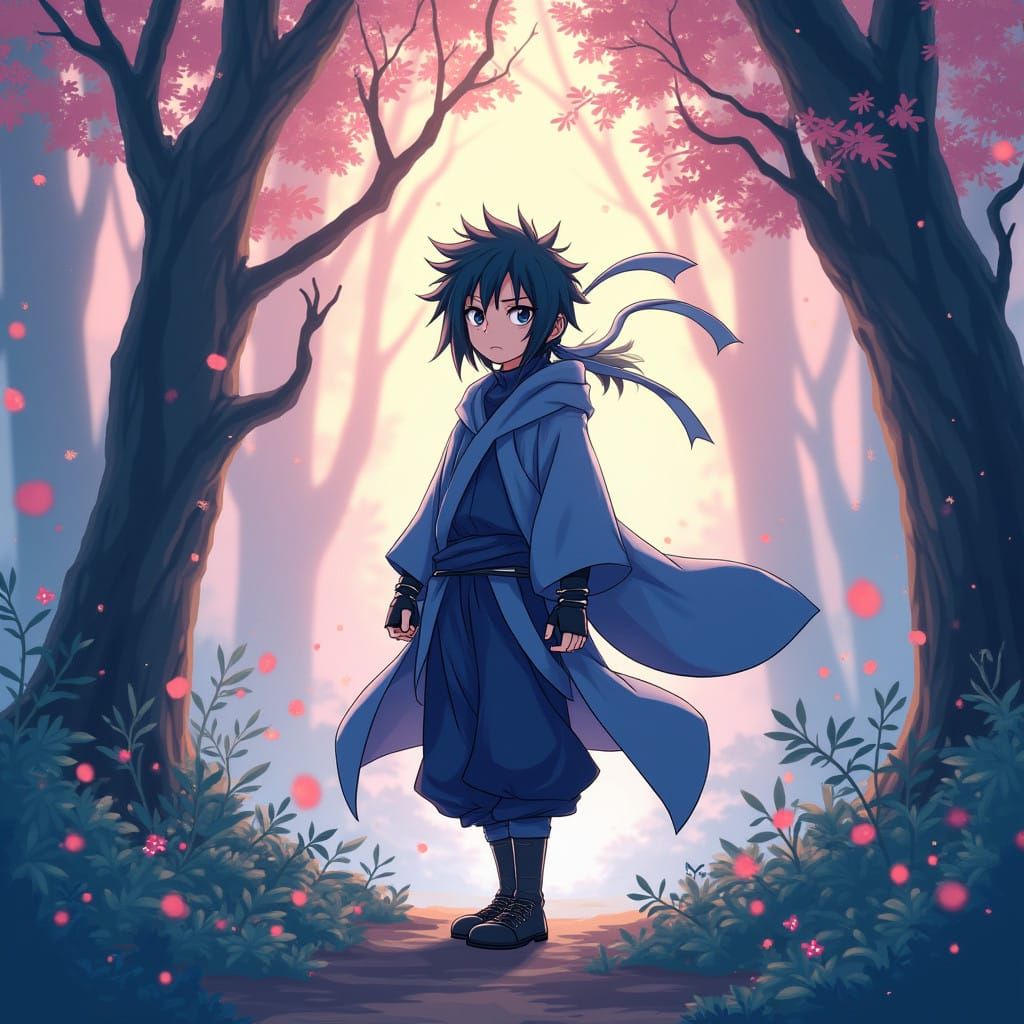 Whimsical Forest Ninja Spirit in Pastel Hues - AI Art