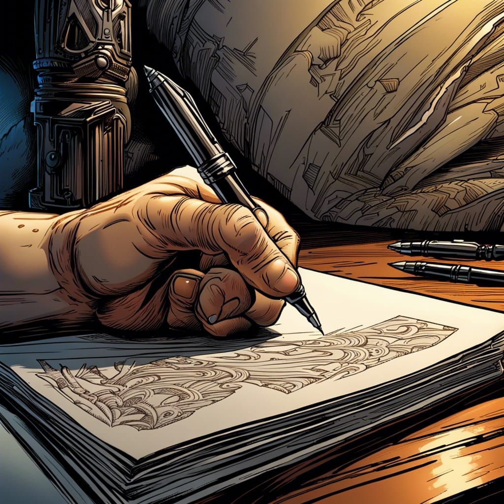 hand with pen, writing on paper, 3d - AI Generated Artwork - NightCafe ...