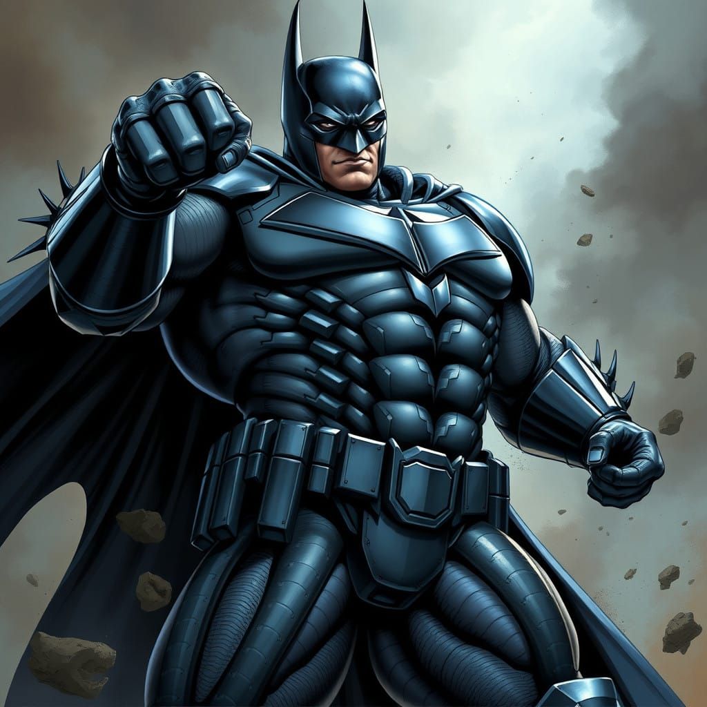 Gigantic Bodybuilder Batman in Metallic Ballistic ... - AI Art
