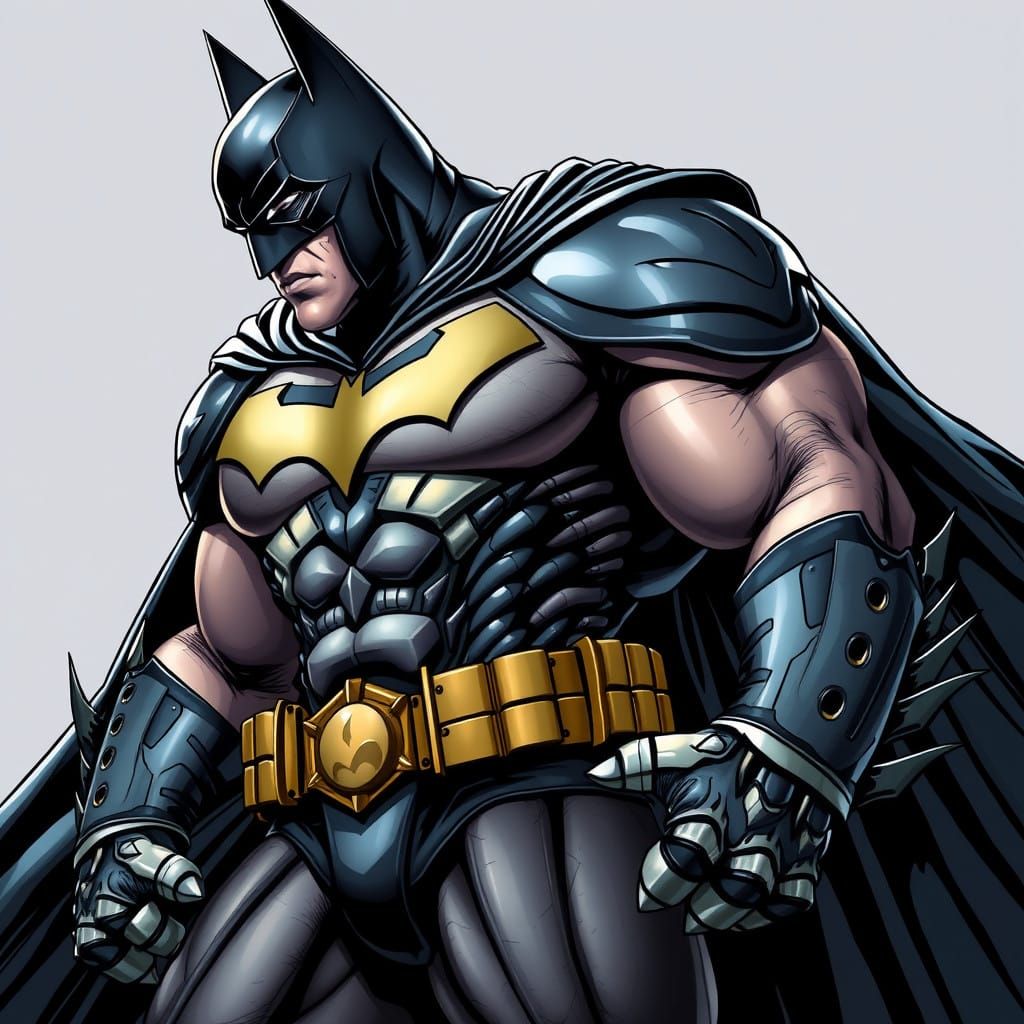 Gigantic Muscular Batman in Dynamic Ballistic Armo... - AI Art
