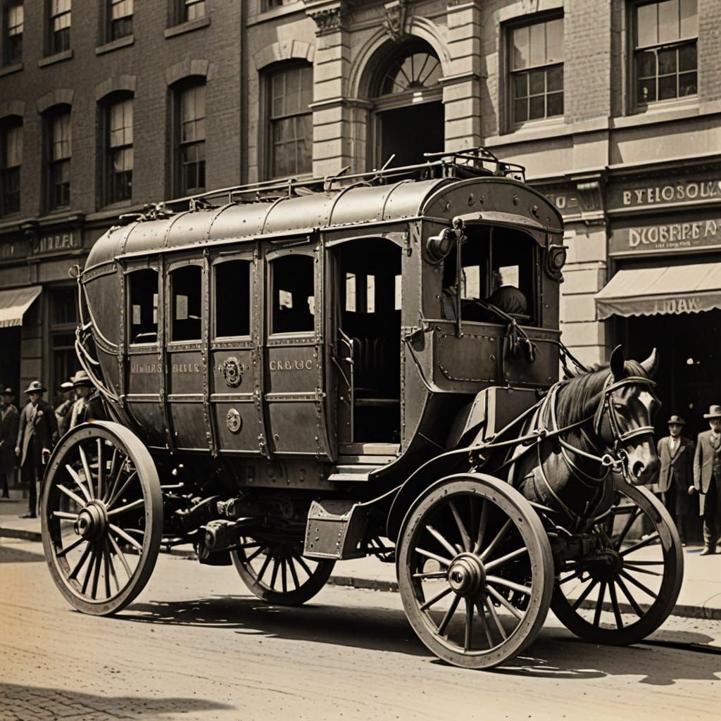 Vintage Stagecoach in Armor - AI Art