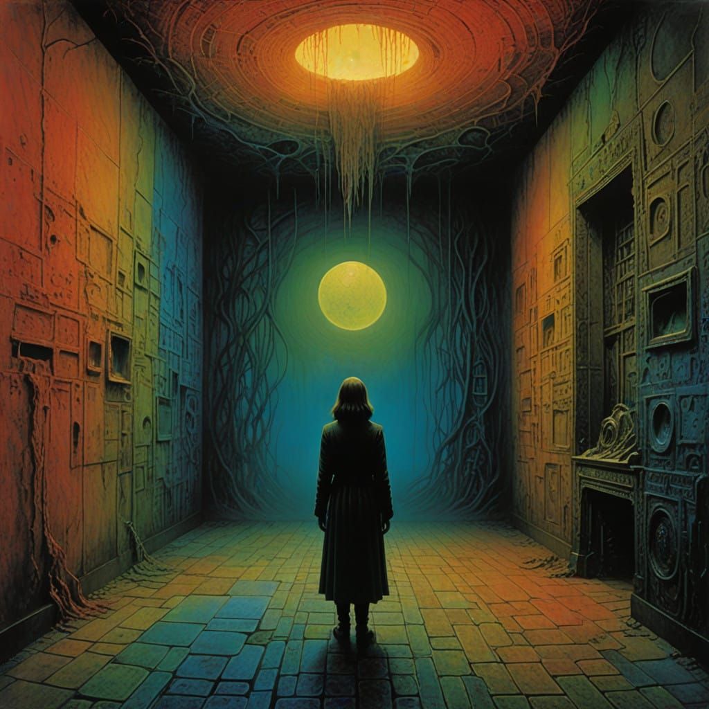 Vibrant Horror Scene in Surreal Colors - AI Art