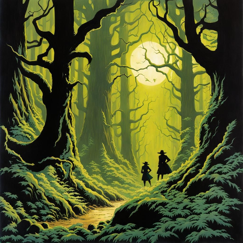 Eldritch forest, comic art , style of Ward Kimball - AI Generated ...