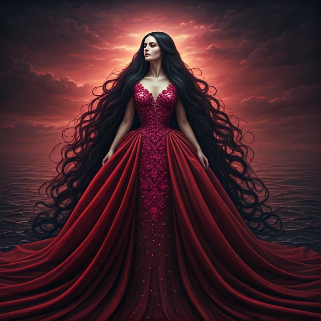 Haute couture inspirering gothic dress in very thi... - AI Art