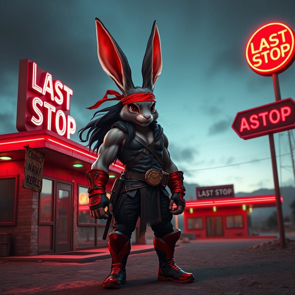 Muscular Bunny Rabbit Warrior in Retro-Futuristic ... - AI Art