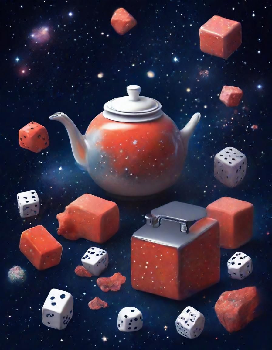 Random Objects in Space, cosmic star field, tea pot, dice, coral - AI ...
