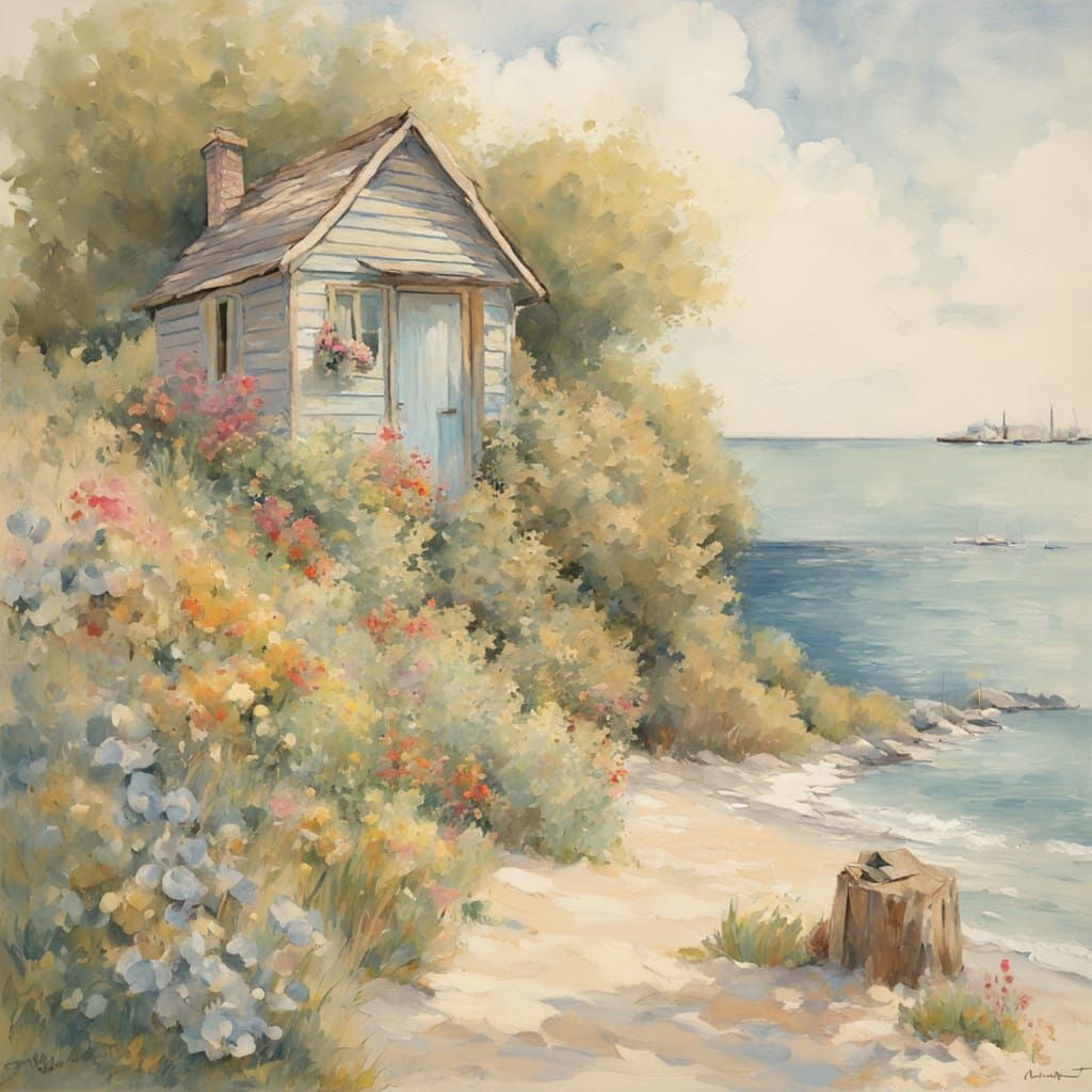 Beach hut - Paint - Cozy Beach Hut in Dreamy Impressionist ...