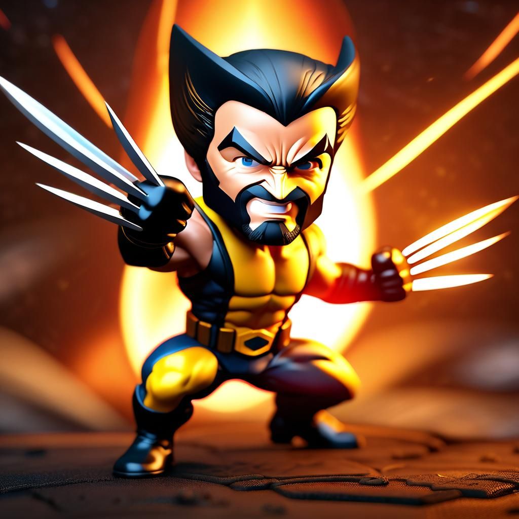Chibi Hugh Jackman as Wolverine in fight stance - AI Generated Artwork ...