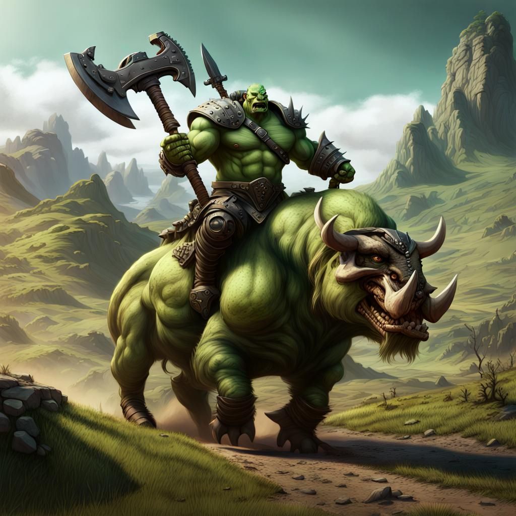 A mounted orc brute. - AI Generated Artwork - NightCafe Creator
