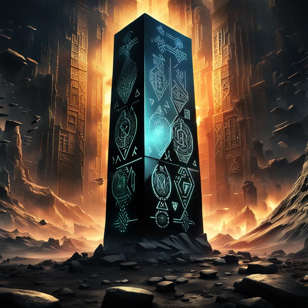 Runestone Monolith 1 - AI Generated Artwork - NightCafe Creator