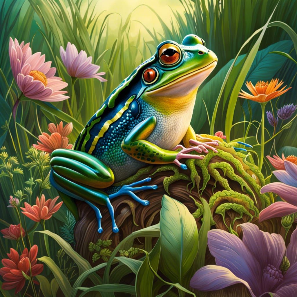 A rare third-eye frog minding her own business - AI Generated Artwork ...