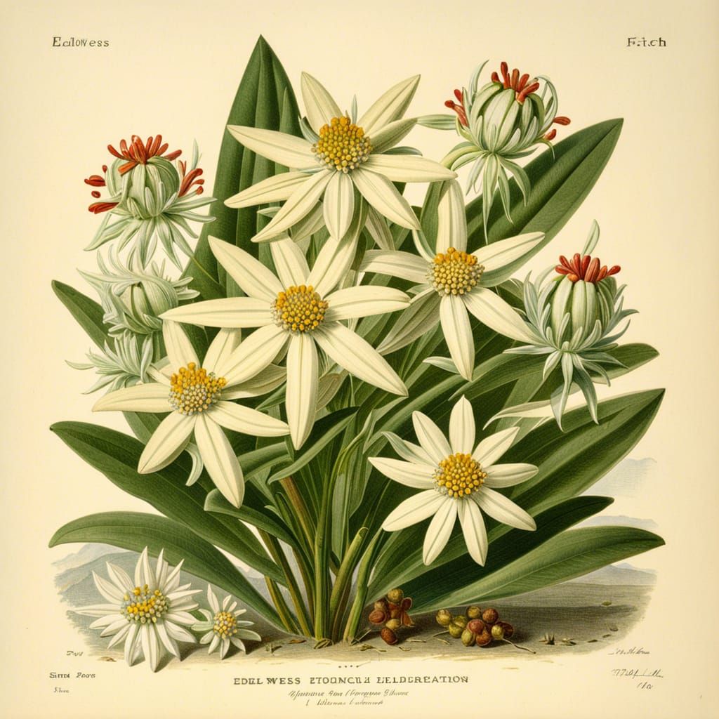 Edelweiss, botanical illustration - AI Generated Artwork - NightCafe ...