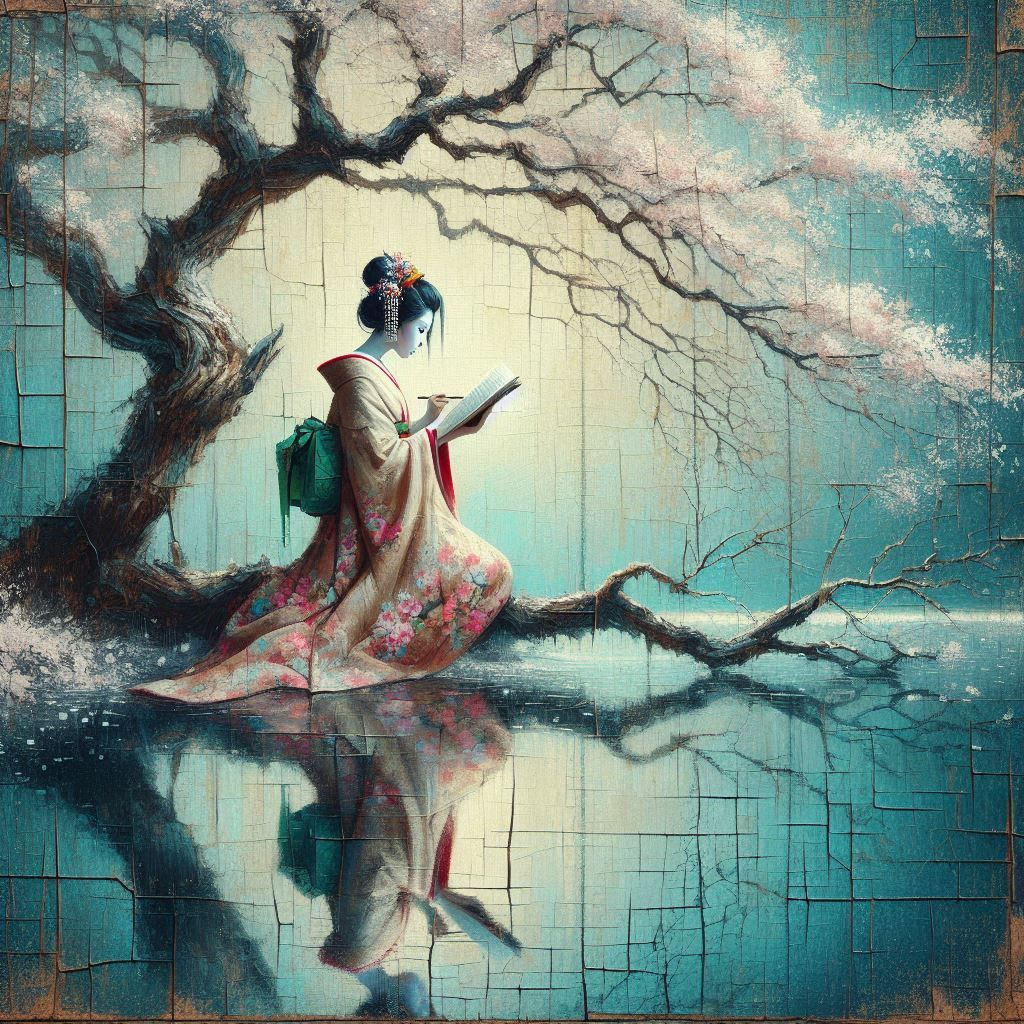 Geisha poem writting - AI Generated Artwork - NightCafe Creator