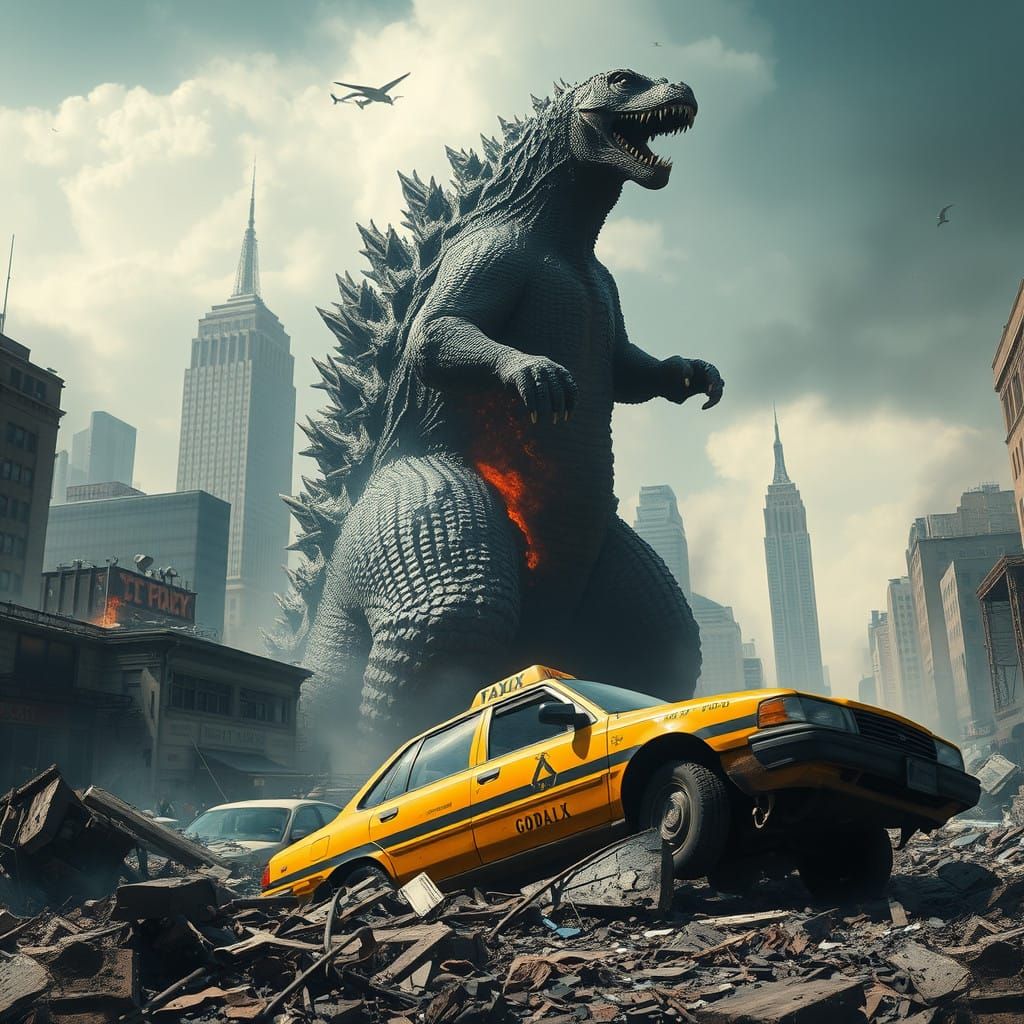 Godzilla - Cyberpunk-Inspired Godzilla Triumphs Over New Yor...