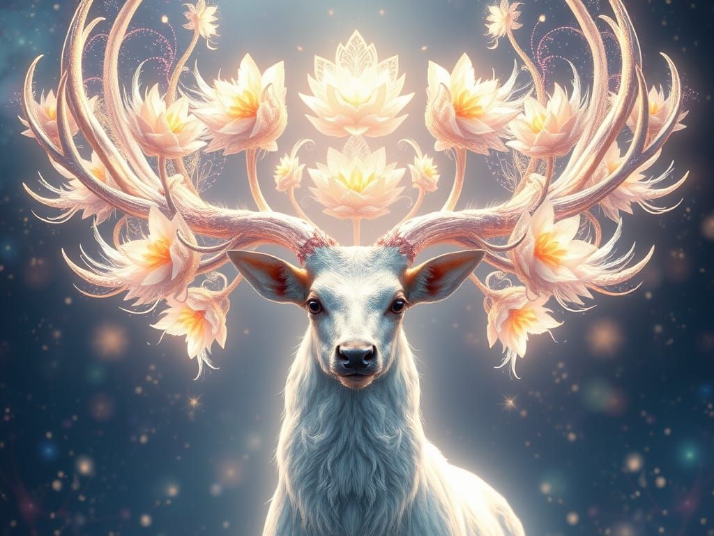 The white stag, guardian of the grove