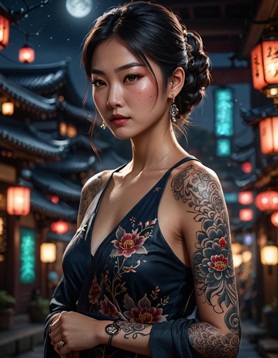 A girl with tattoos. - AI Generated Artwork - NightCafe Creator