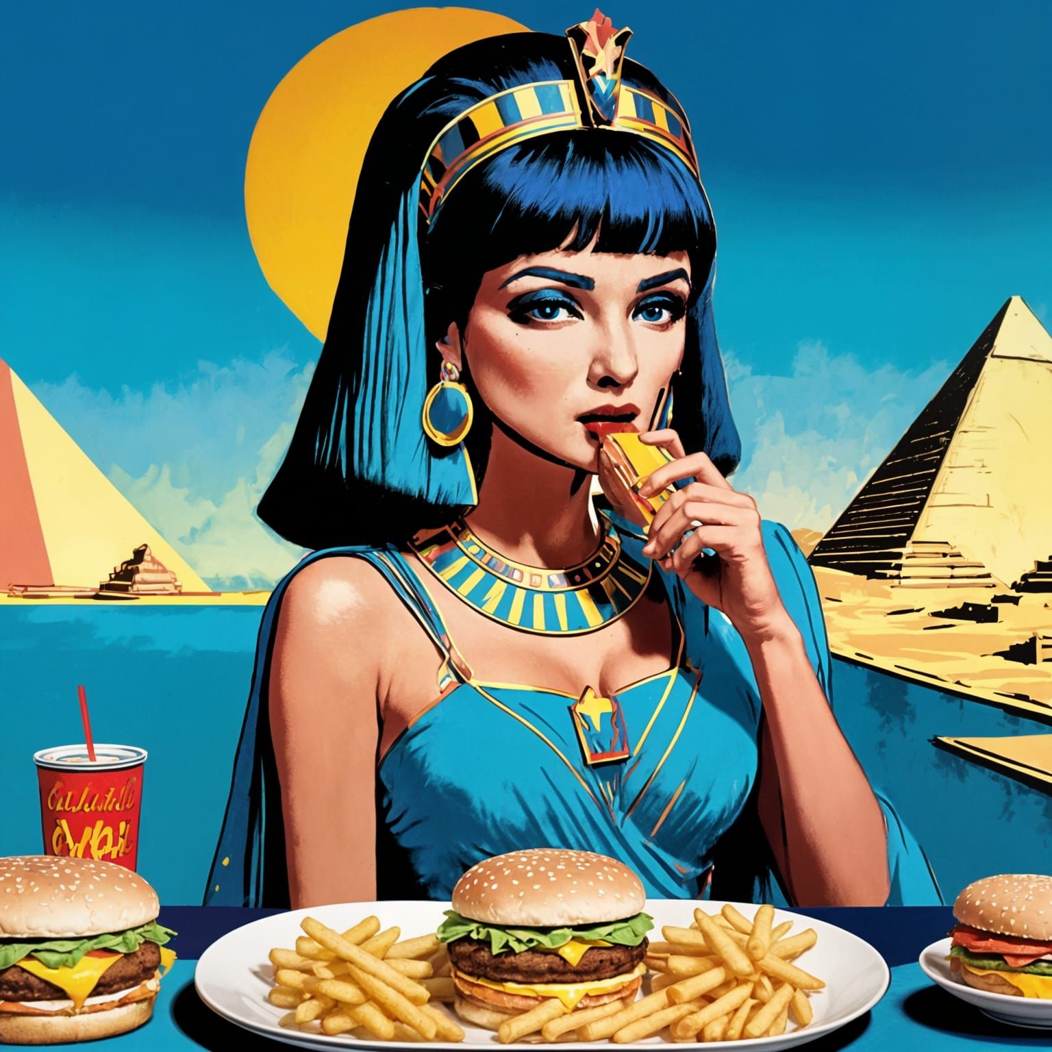 Vibrant Pop Art Masterpiece of Queen Cleopatra - AI Art