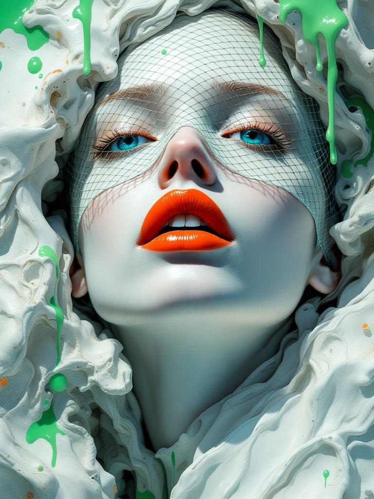 Net of pale clouds drape, Eyes like skies, bold lips like fire, Green ...