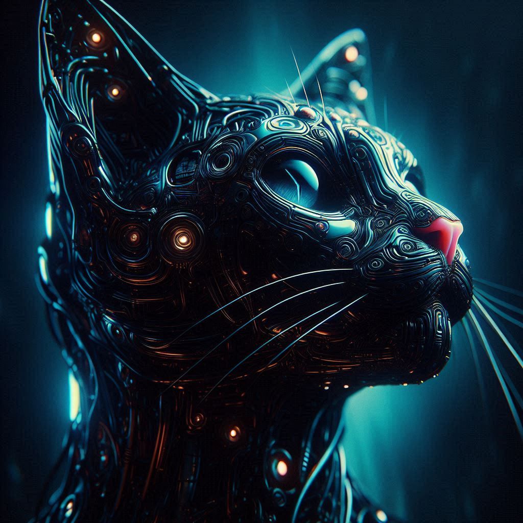 Dark cyberpunk matrix cat (open prompt) - AI Generated Artwork ...