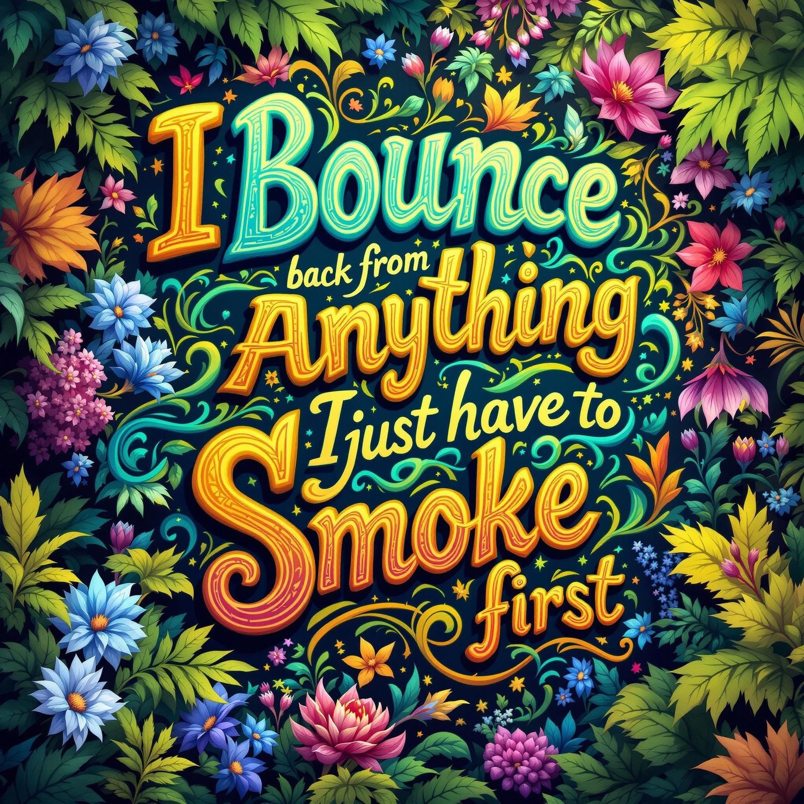 Bold Cursive Letters Declare Resilience in Vibrant... - AI Art