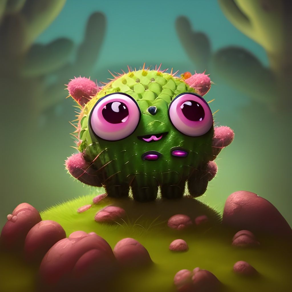 Cute addorable little happy cactus creature - AI Generated Artwork ...