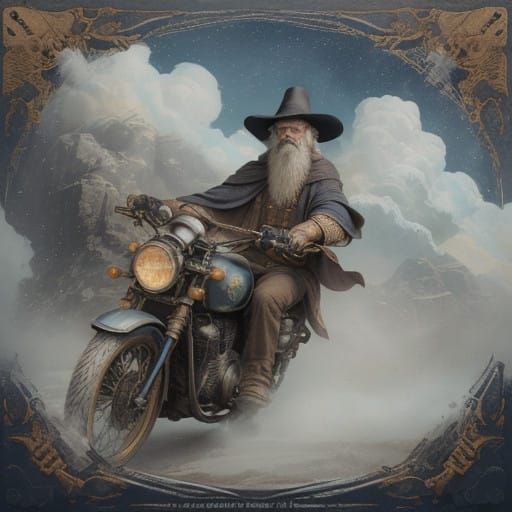 Surreal Studio Ghibli-Inspired Wizard Rides Celest... - AI Art