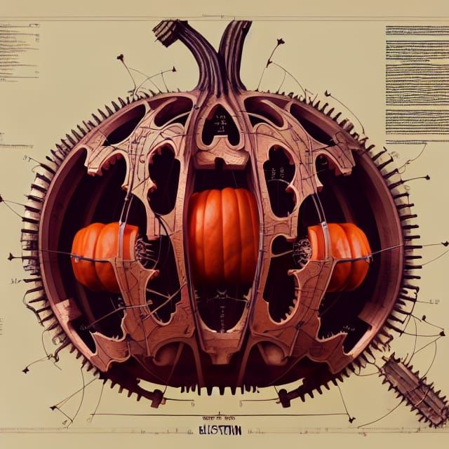 Mecha-pumpkin blueprint - AI Generated Artwork - NightCafe Creator